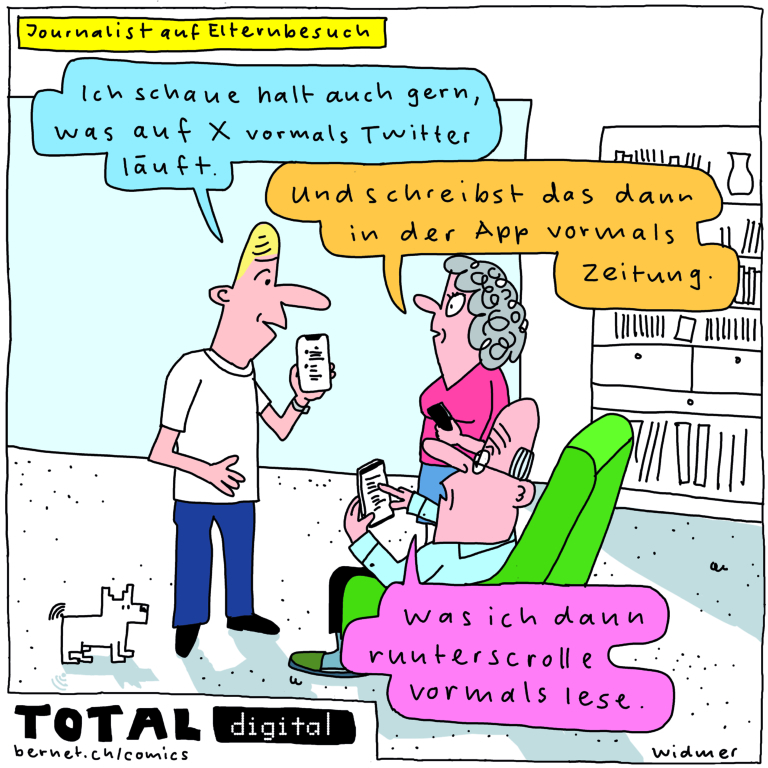 Comics #totaldigital: Journalist:innen beim Swipen, vormals ...